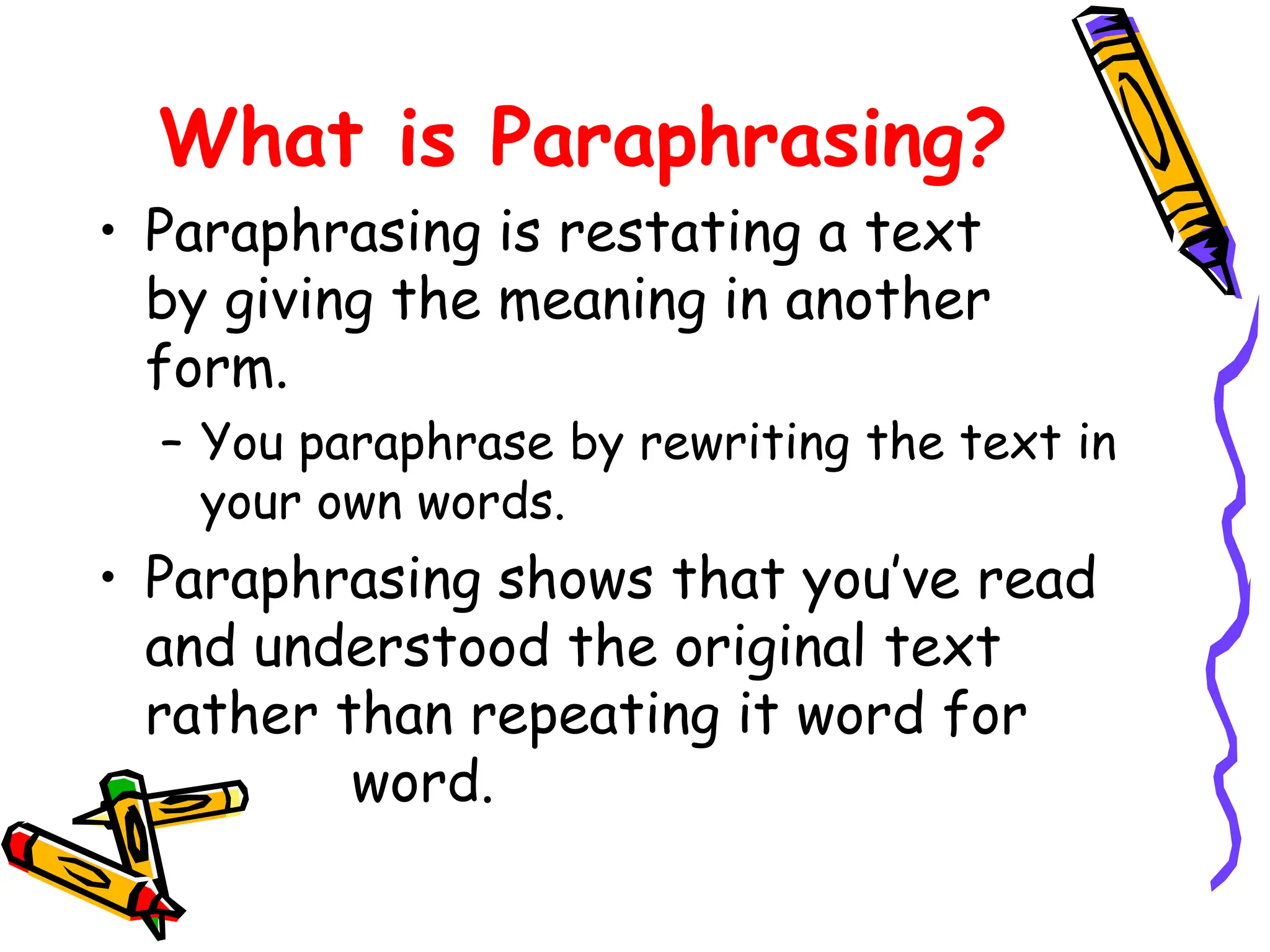 Summarizing and paraphrasing explanation PowerPoint | PPTX