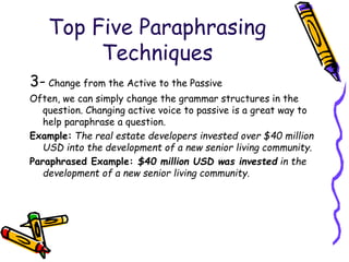 Summarizing and paraphrasing explanation PowerPoint | PPTX