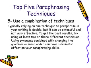 Summarizing and paraphrasing explanation PowerPoint | PPTX