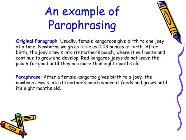 Summarizing and paraphrasing explanation PowerPoint | PPTX