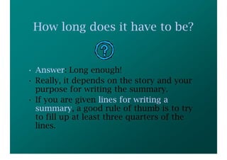 Summarizing A Story | PPT