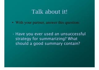 Summarizing A Story | PPT