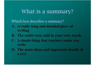 Summarizing A Story | PDF