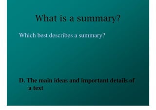 Summarizing A Story | PDF