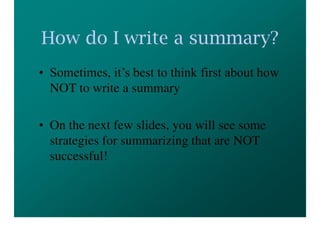 Summarizing A Story | PDF