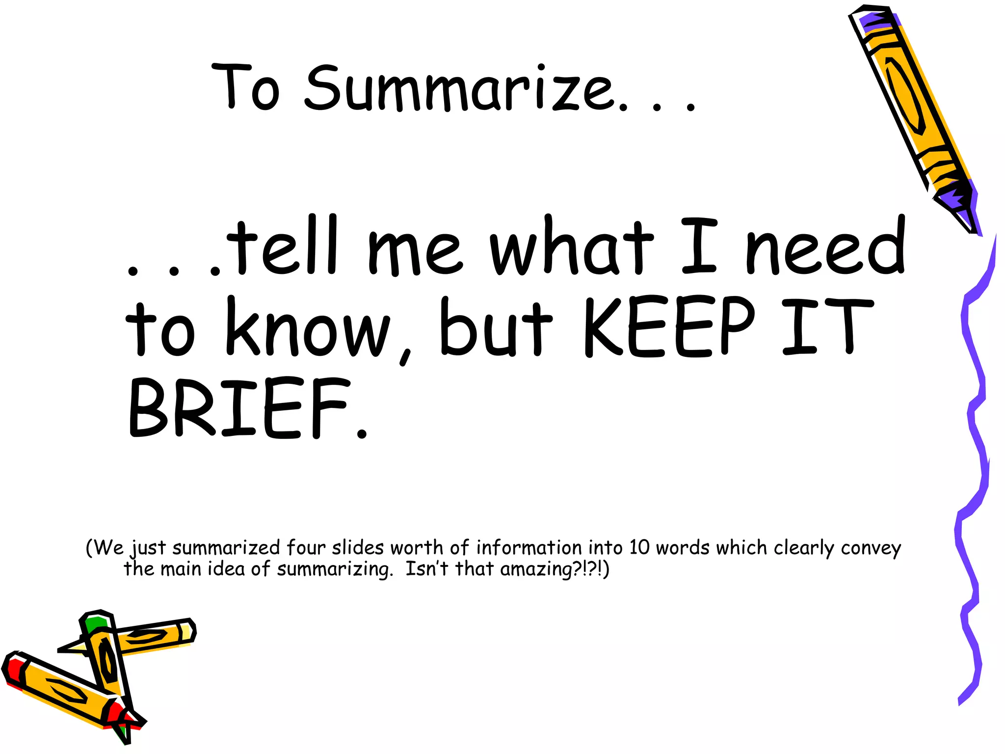 Summarizing information presentation | PPT