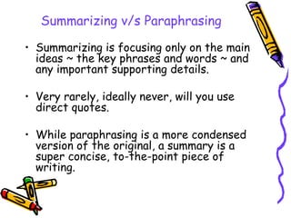 Summarizing information presentation | PPT