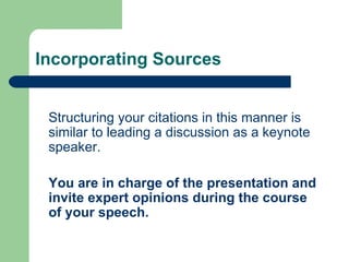 Incorporating Sources: Quoting, Summarizing, & Paraphrasing | PPT