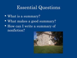 Summarizing nonfictionpowerpoint | PPT