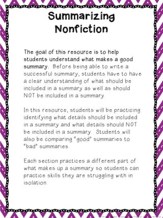 Summarizing Nonfiction Anchor Chart
