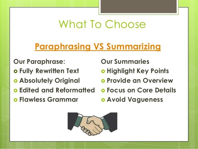 Summarizing paraphrasing