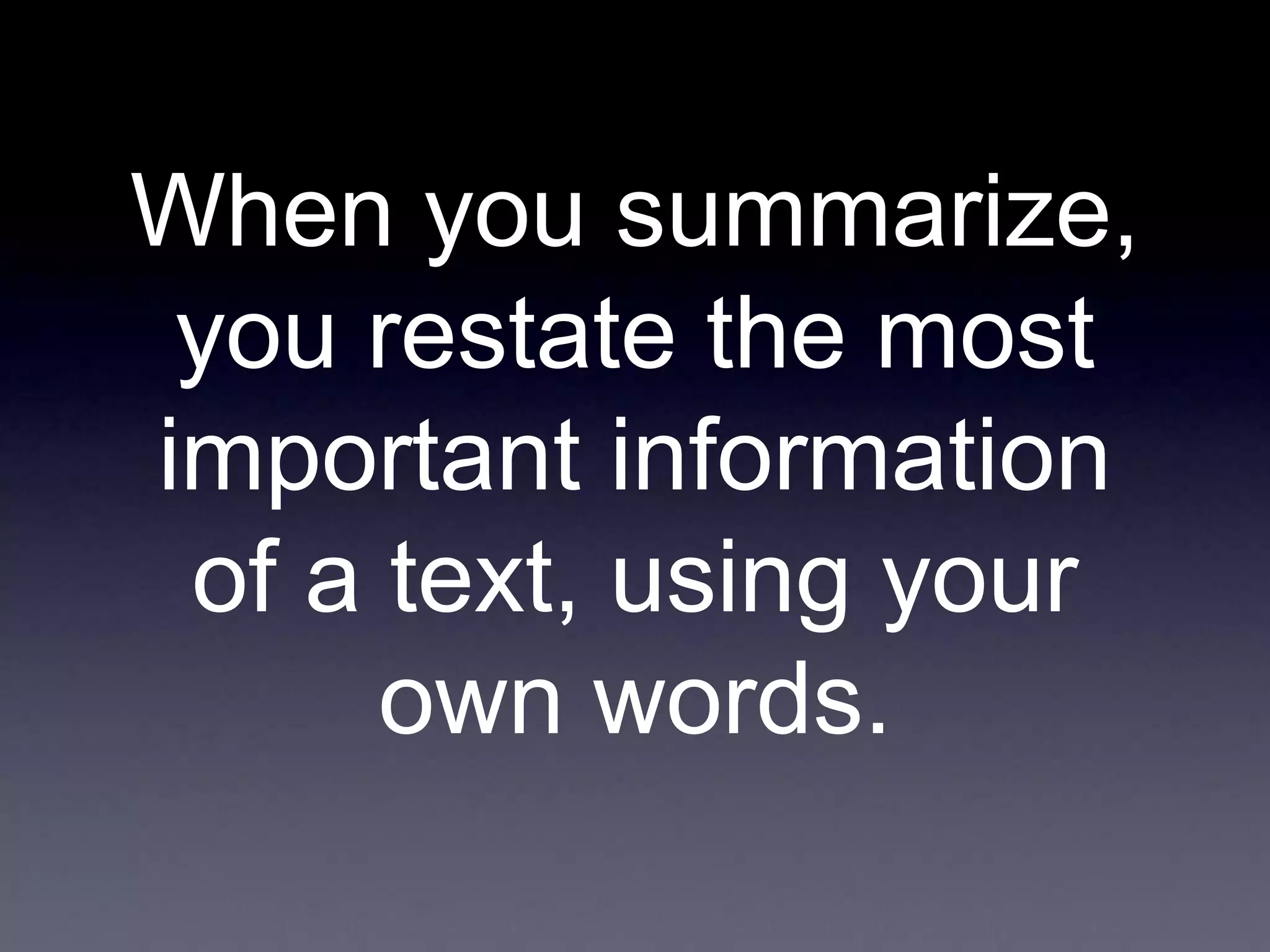 Summarizing powerpoint | PPT