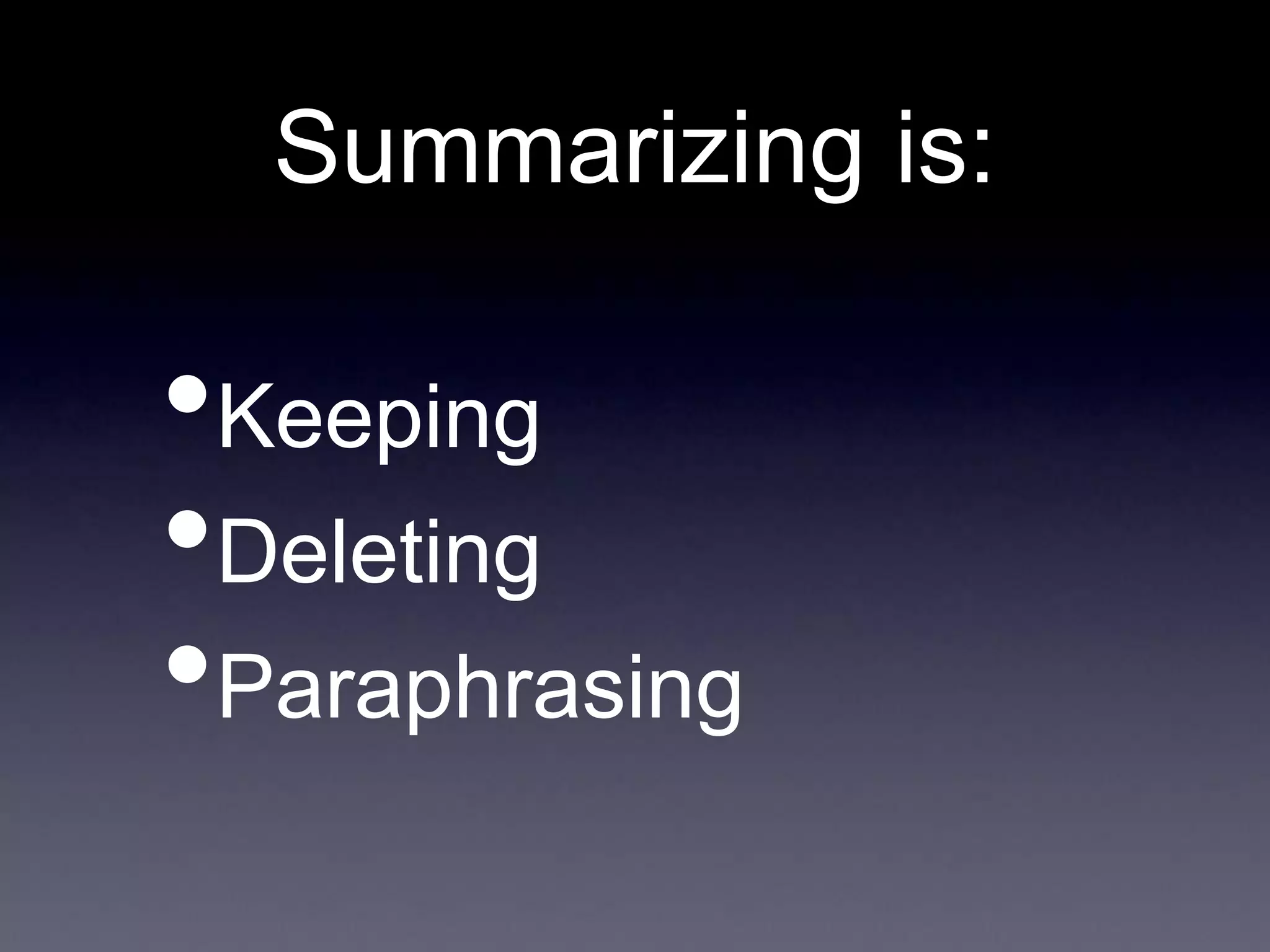 Summarizing powerpoint | PPT