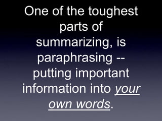 Summarizing powerpoint | PPT