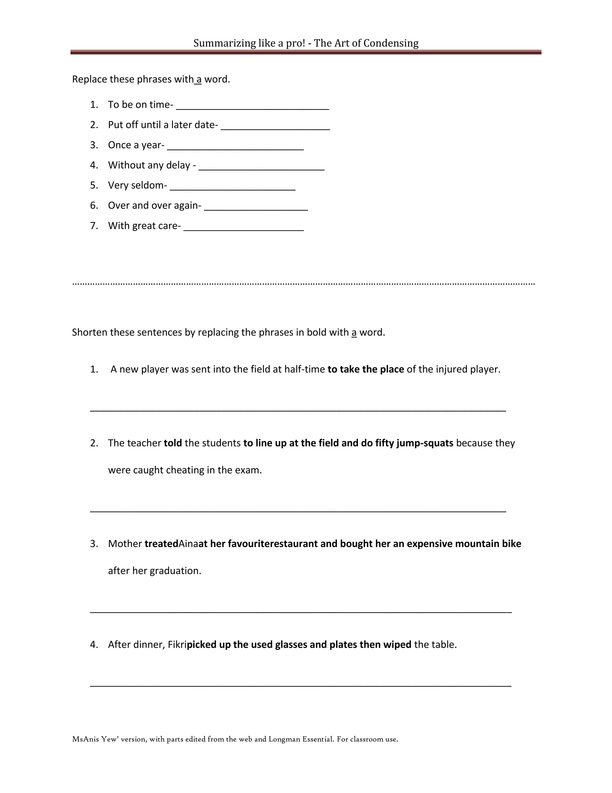 Summarizing- the art of condensing | DOCX