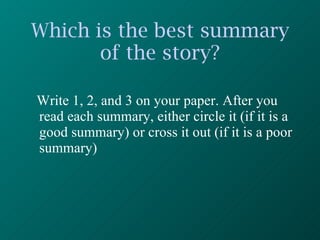 Summarizing A Story | PPT