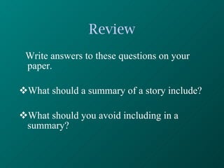Summarizing A Story | PPT