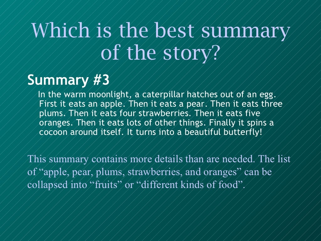 Summarizing A Story Summarizing A Story
