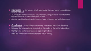 Summarizing technical communication | PPTX