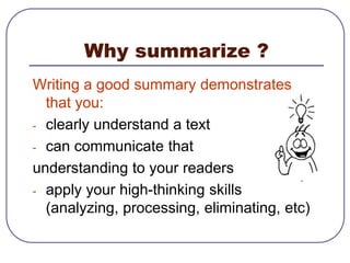 Summarizing tips | PPSX