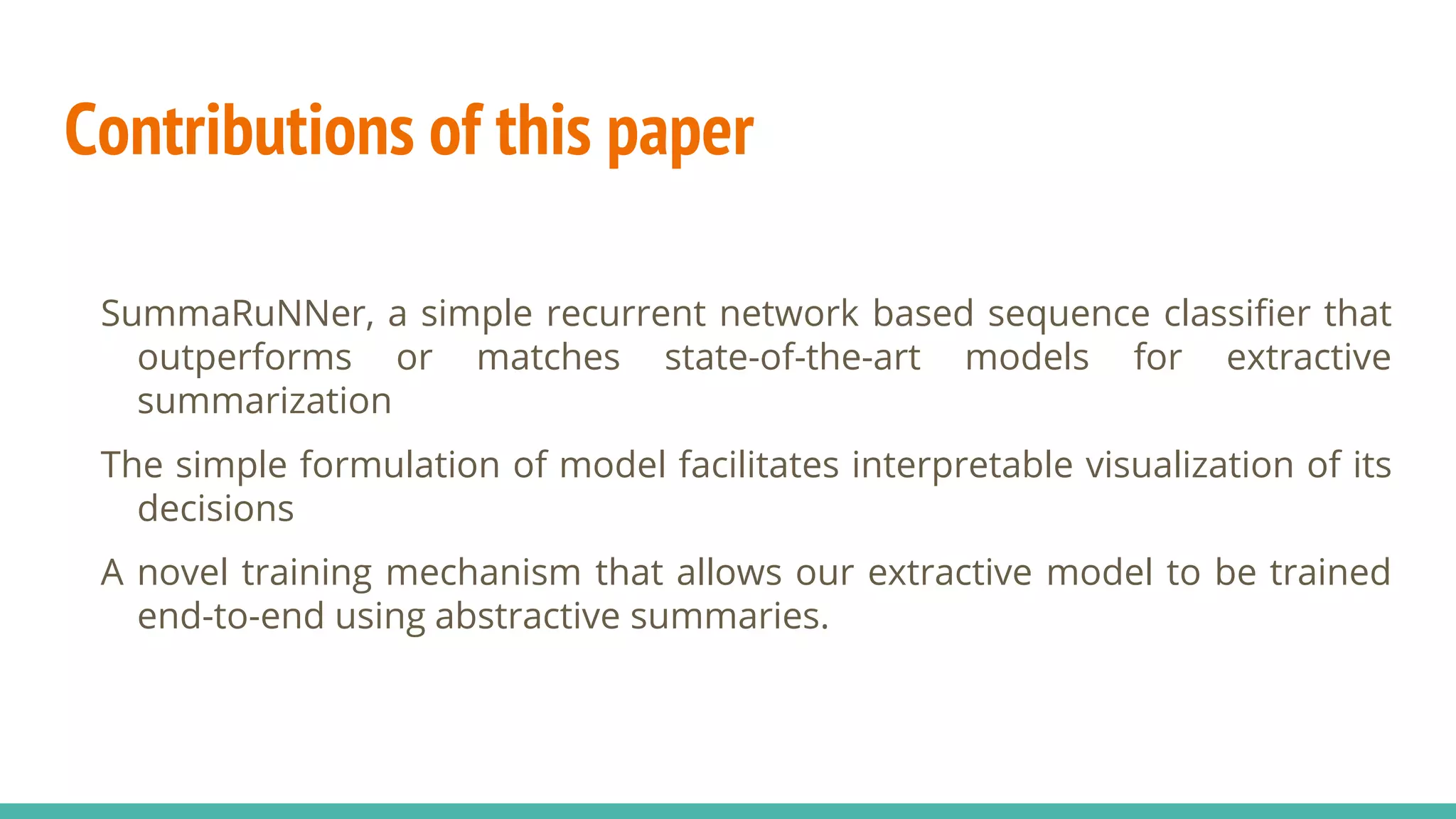 Summarunner A Recurrent Neural Network Based Sequence Model For Extractive Summarization Of 1432