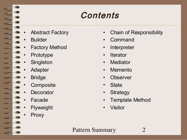 Desing Patterns Summary - by Jim Fawcett