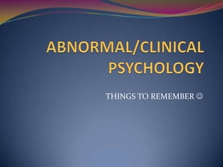 Clinical/Abnormal Psychology(disorders) | PPT