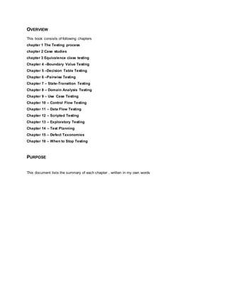 A PRACTITIONER'S GUIDE TO SOFTWARE TEST DESIGN [Summary] | DOCX