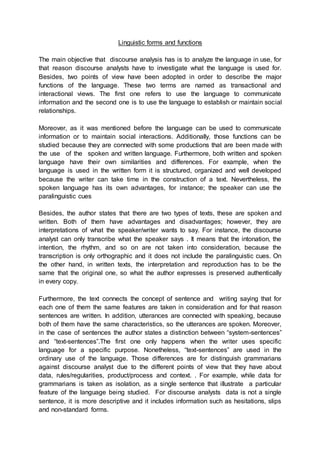 Linguistic forms and functions | PDF