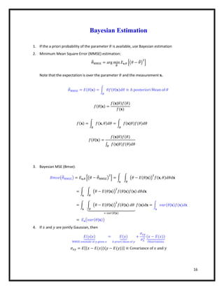 Estimation Theory Class (Summary and Revision) | PDF