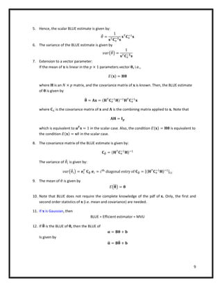 Estimation Theory Class (Summary and Revision) | PDF