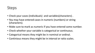 Summary of statistical tools used in spss | PPTX