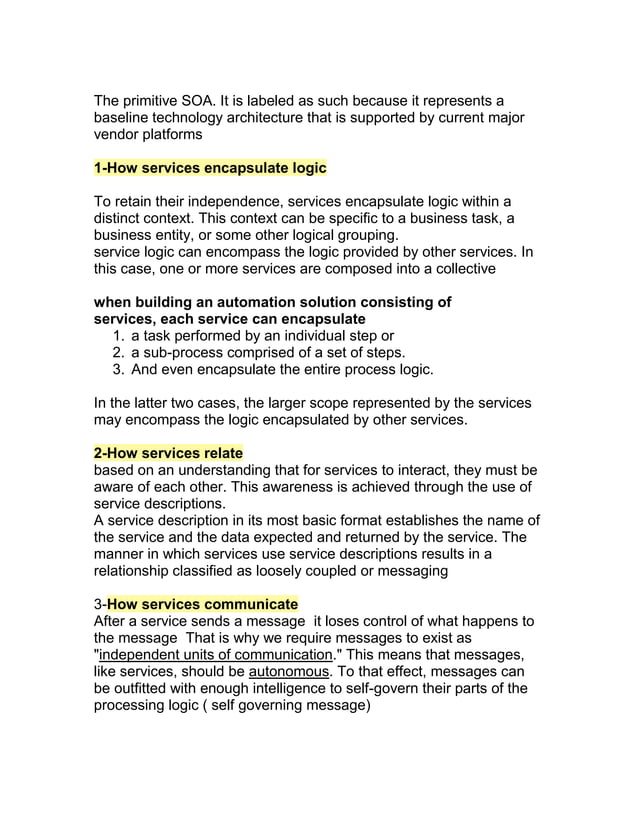 Part I Summary Of Service Oriented Architecture Soa Concepts