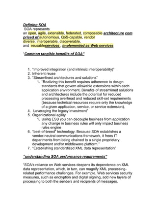 Part I -Summary of service oriented architecture (soa) concepts, technology, and design Part I ...