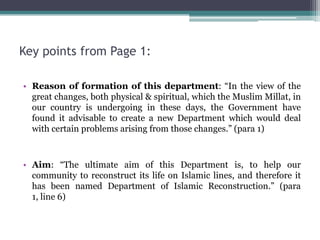Summary - aims &objectives of islamic reconstruction dept by mohd asad ...