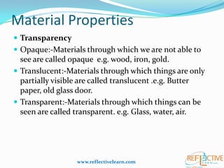Class 6 Science : Different kinds of materials | PPTX