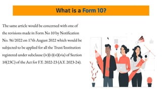 Concise Overview of e-Filing Form 10 for Charitable Trusts | PDF