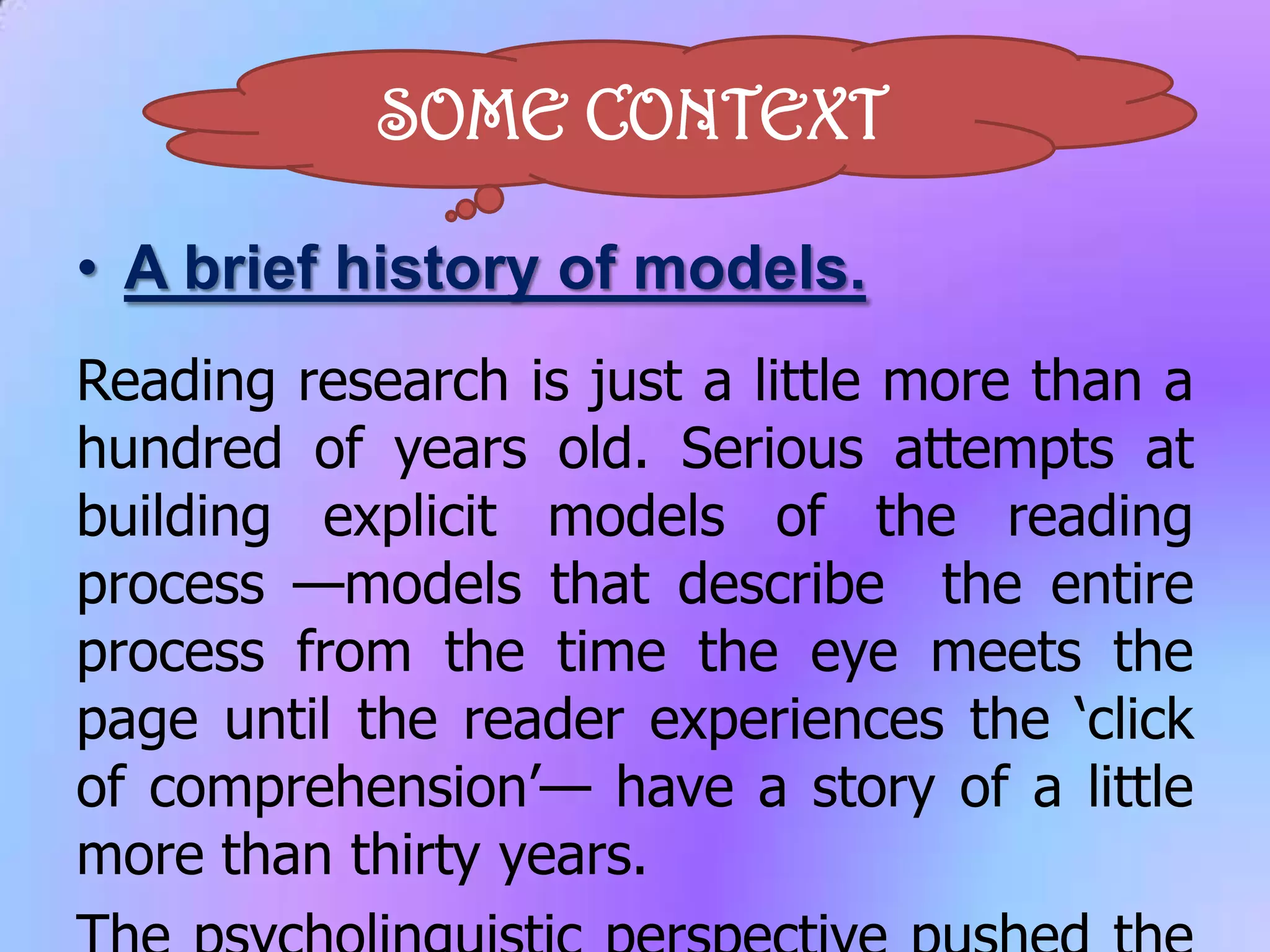 Summary. models of reading process. | PPTX