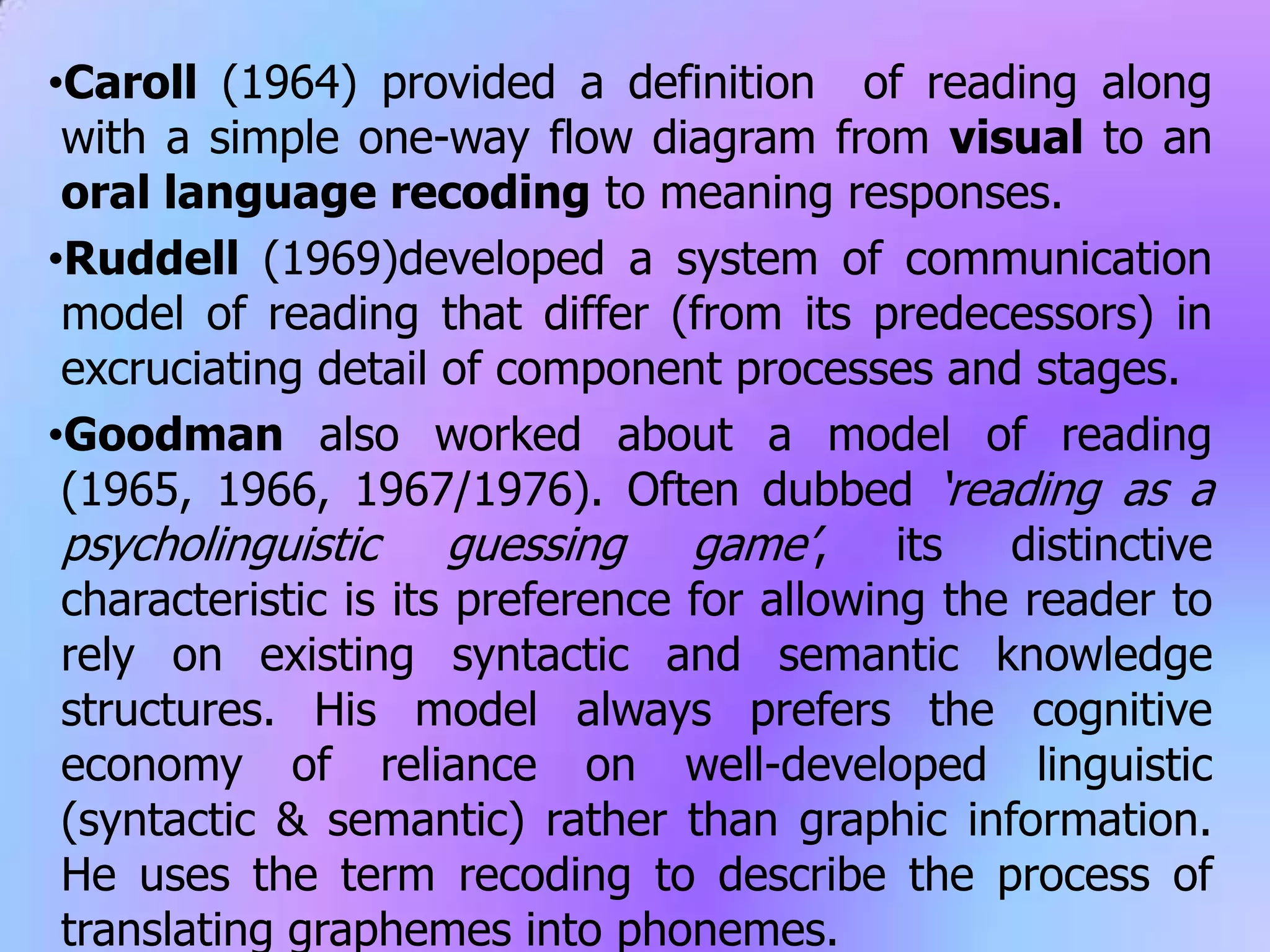 Summary. models of reading process. | PPTX