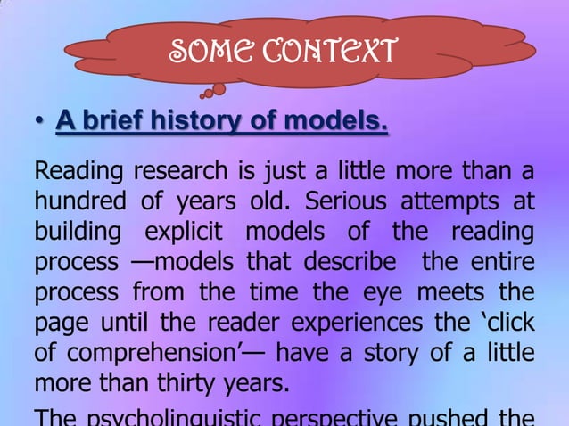 Summary. models of reading process. | PPT
