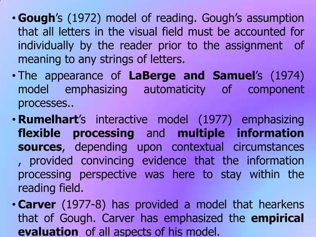 Summary. models of reading process. | PPT