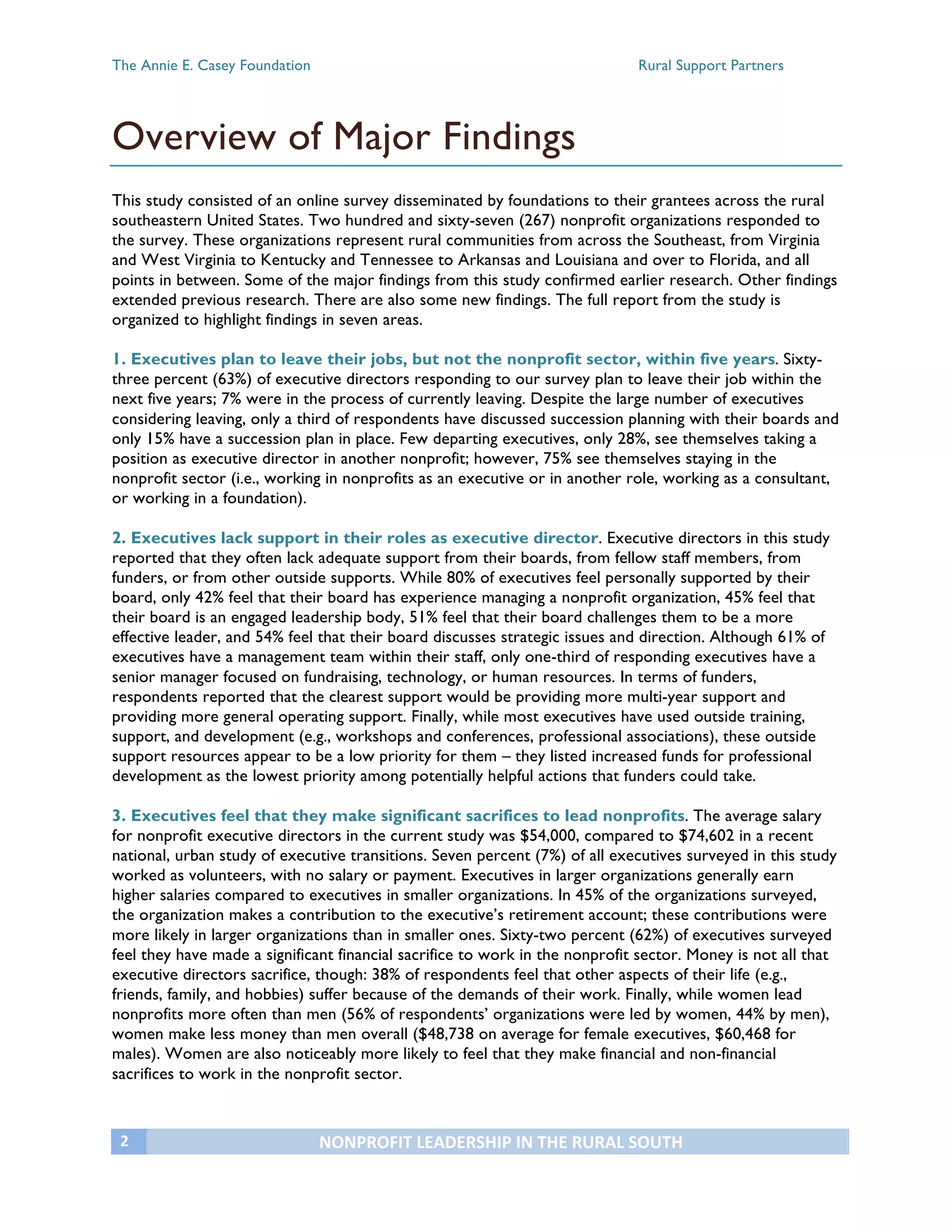 Nonprofit Leadership in the Rural South - Executive Summary | PDF
