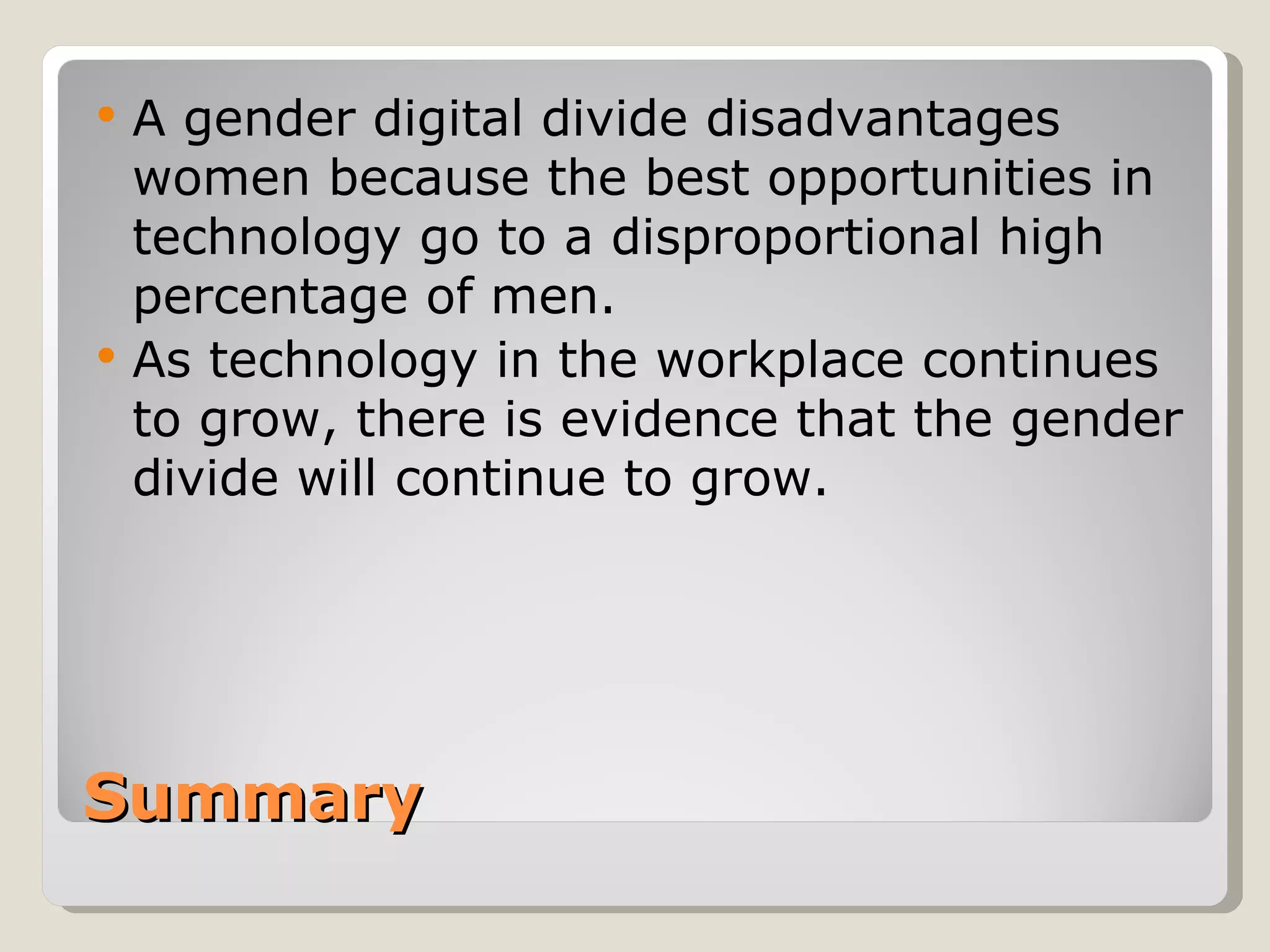 Digital Divide: The Special Case of Gender | PPT