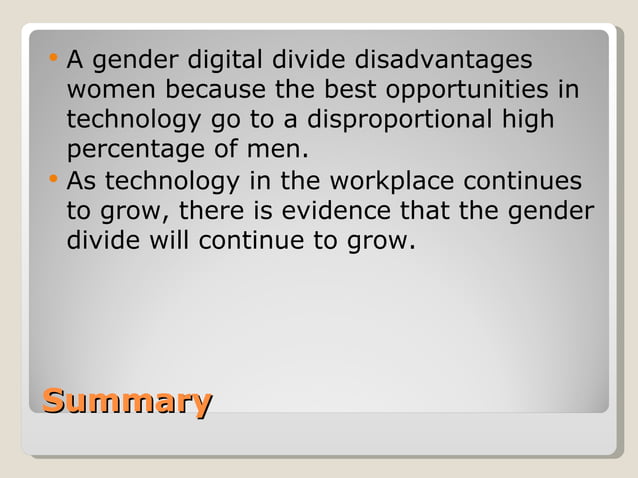 Digital Divide: The Special Case of Gender | PPT