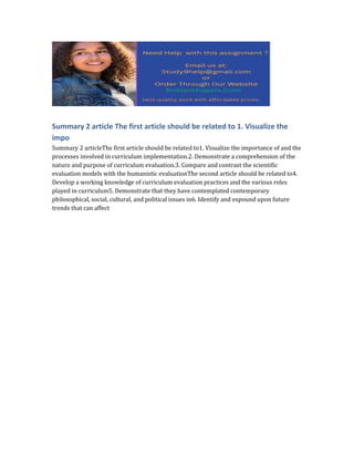 Summary 2 article The first article should be related to.docx