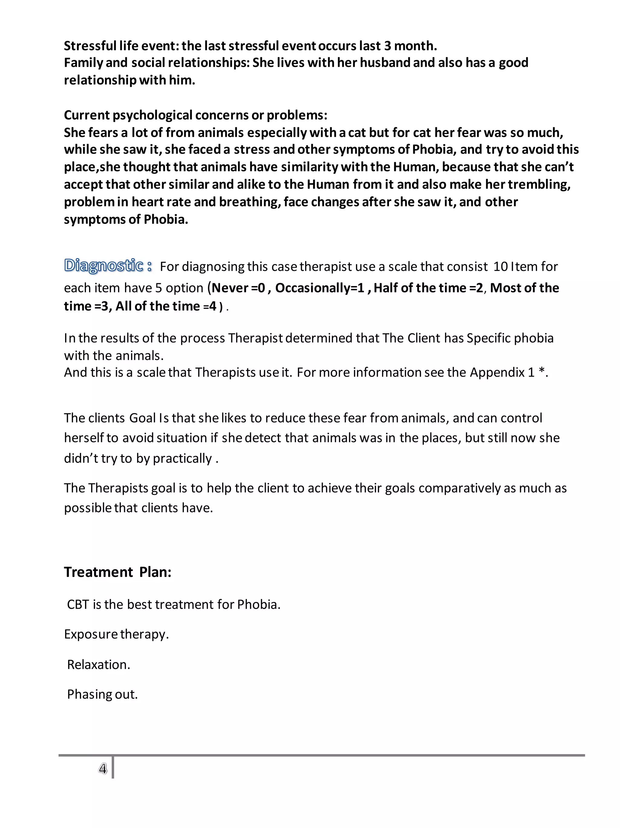 Case Presentation (specific Phobia) | DOCX