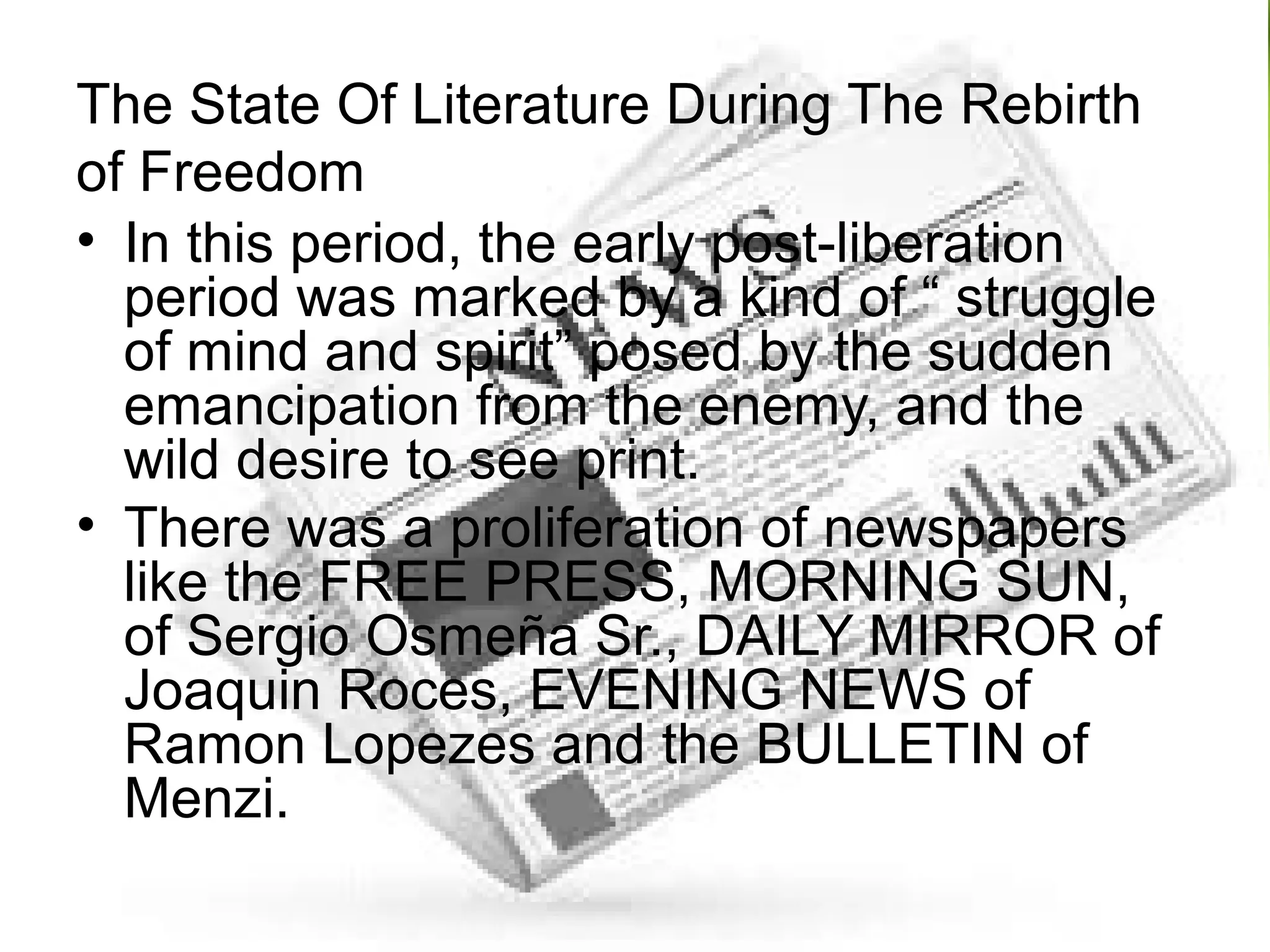 Summary about the period of | PPT