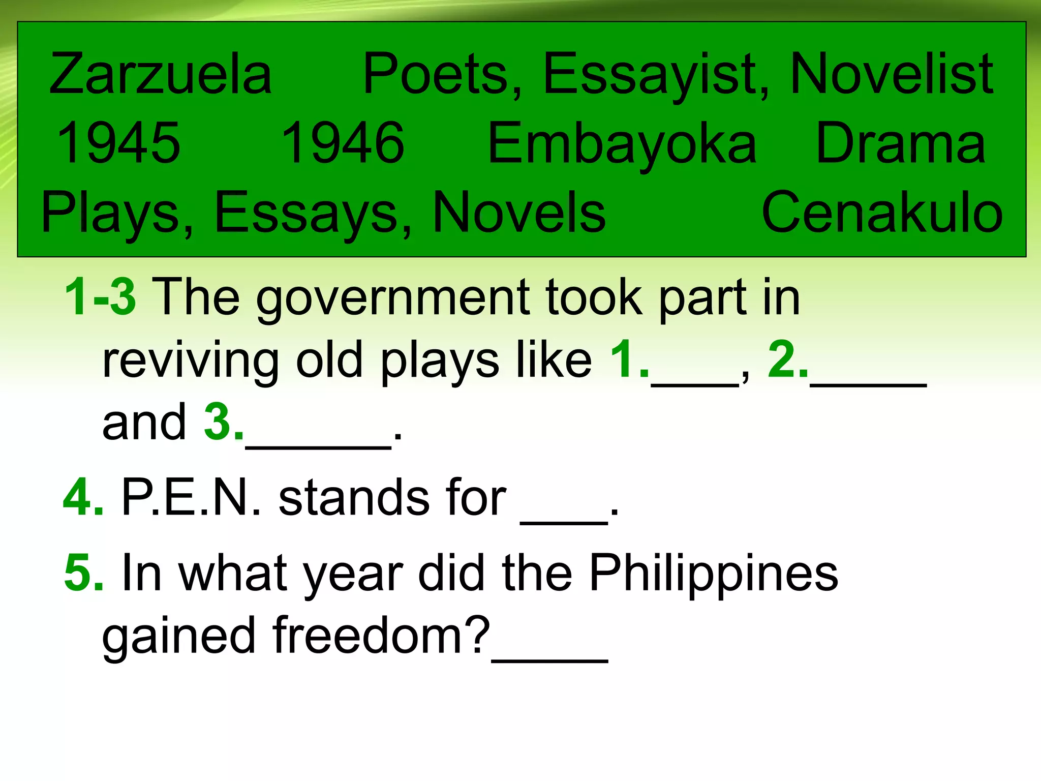 Summary about the period of | PPT