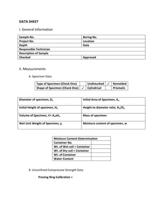 Summary and data sheet lab | PDF | Civil Engineering Industry | Industries