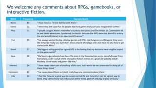 TTRPG, Gamebook, and Interactive Fiction Survey | PPT
